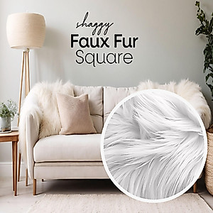 FabricLA Shaggy Faux Fur Square - 10" X 10" Inches Pre-Cut - Use Fake Fur Fabric for DIY, Craft Fur Decoration, Fashion Accessory, Gnome, Hobby - Baby Pink