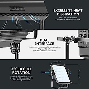 Neewer 2-Pack 2.4G LED Video Light with 2M Stand Bi-color 200 SMD CRI 96+/U-Bracket/Barndoor/LCD Display Video Lighting Kit for Studio Photography, Remote/Case Included