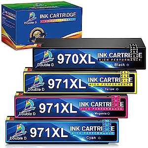 DOUBLE D Compatible Replacement for HP 970XL 971XL 970 971 Ink Cartridges (Upgraded Chip), Work for HP Officejet Pro X576dw X476dw X476nw X551dw X451dw X451dn (1B, 1C, 1M, 1Y) 4 Pack