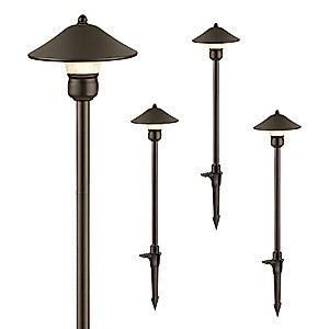 EDISHINE 3W 12V Low Voltage Landscape Lights, 150lm 3000K Waterproof Landscape Path Lights, LED Outdoor Landscape Lighting for Graden, Die-cast Aluminum Housing Non-Dimmable, ETL Listed, 4 Pack