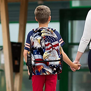 Kigauru School Backpack for Teens Girls Boys, American Flag Bald Eagle Bookbag Travel Daypack Pencil Case, Multicolor 02, 29.4x20x40cm/11.5x8x16 in
