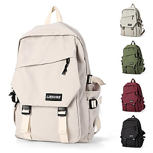 Lightweight School Bag Casual Daypack College Laptop Backpack for Men Women Water Resistant Travel Rucksack for Sports High School Middle Bookbag for girls（White）