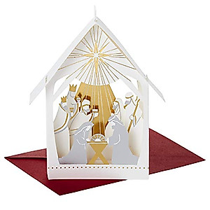 Hallmark Paper Craft Christmas Boxed Cards, Pop Up Nativity (5 Cards with Envelopes)