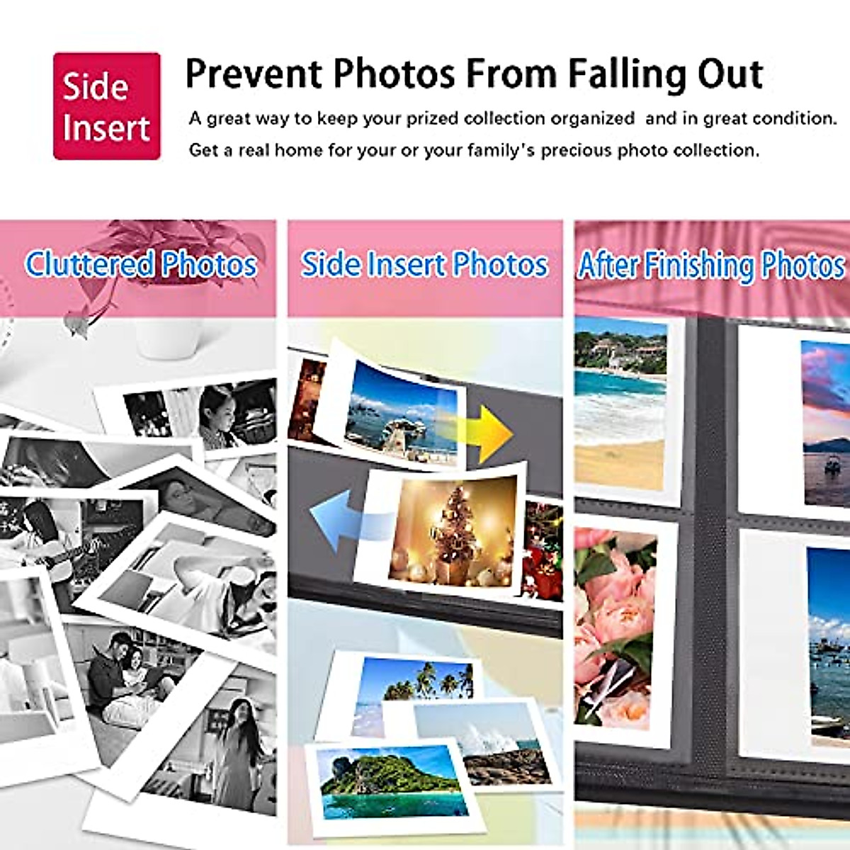 160 Pockets Photo Album for Fujifilm Instax Wide 300, Polaroid 600 i-Type 3.5x4.5 Inch Film Album, Compatible with Polaroid Now OneStep2 OneStep+ Instant Camera, POP Lab Print Camera (Black)