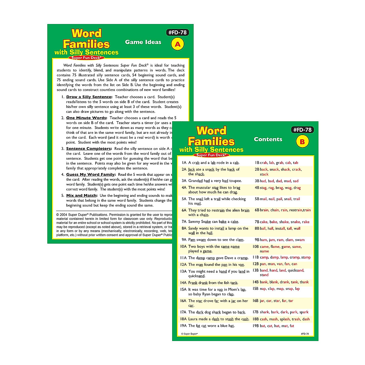 Super Duper Publications | Word Families with Silly Sentences Fun Deck Flash Cards | Educational Learning Resource for Children