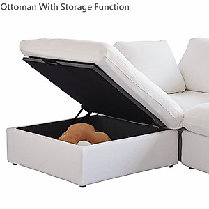 JACH 120" L Shape Cloud Modular Couches for Living Room, Modern Convertible Sectional Sofa Couch, Couch Cushion Covers Removable, Sectional Sofas for Party Bedroom Apartment (White)