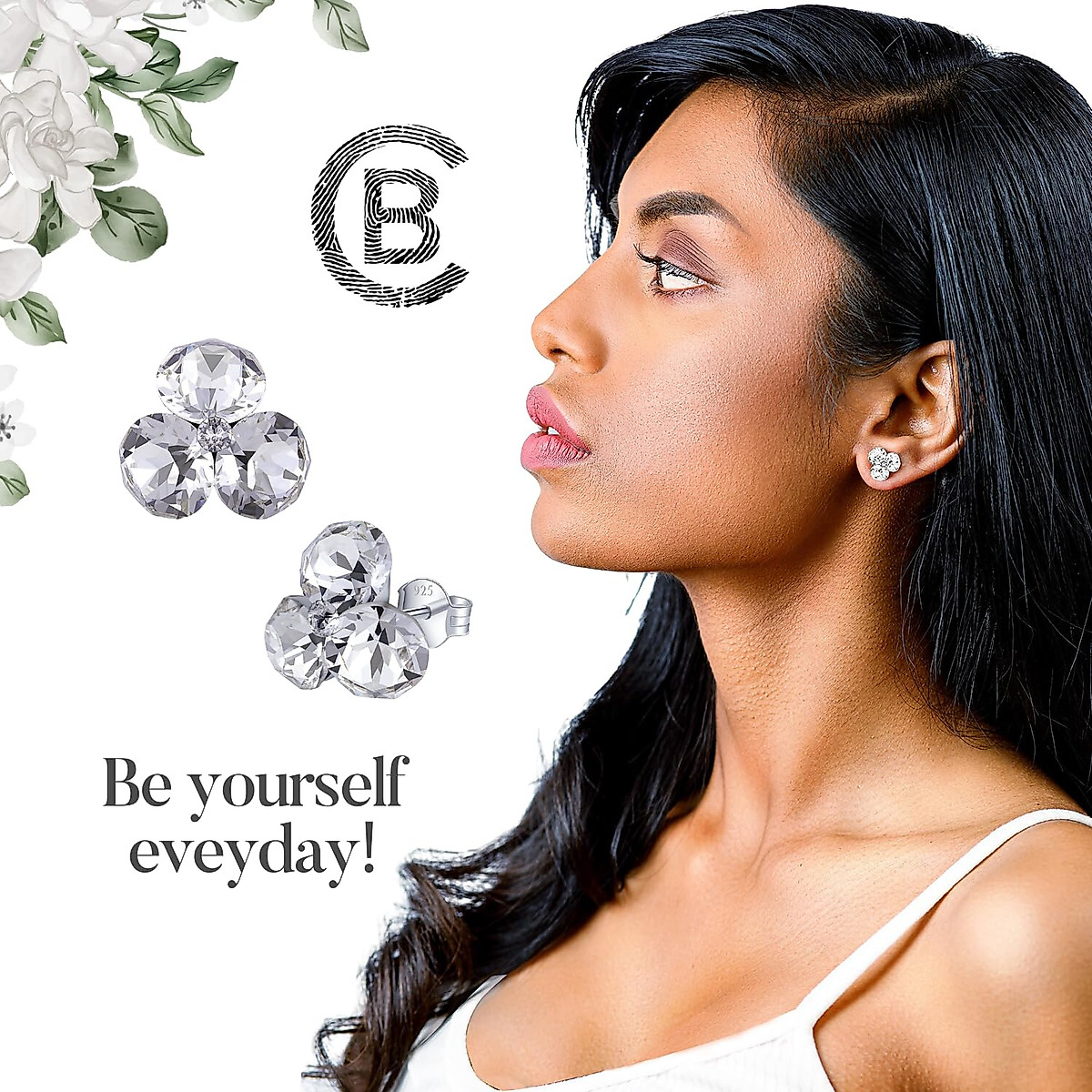 Chic Bijoux Birthstone Stud Earrings for Women, Handmade Earrings With 4 Austrian Crystals and 925 Sterling Silver, Gift for Her, Mom, Crystal Flower Jewelry, Xiris Collection