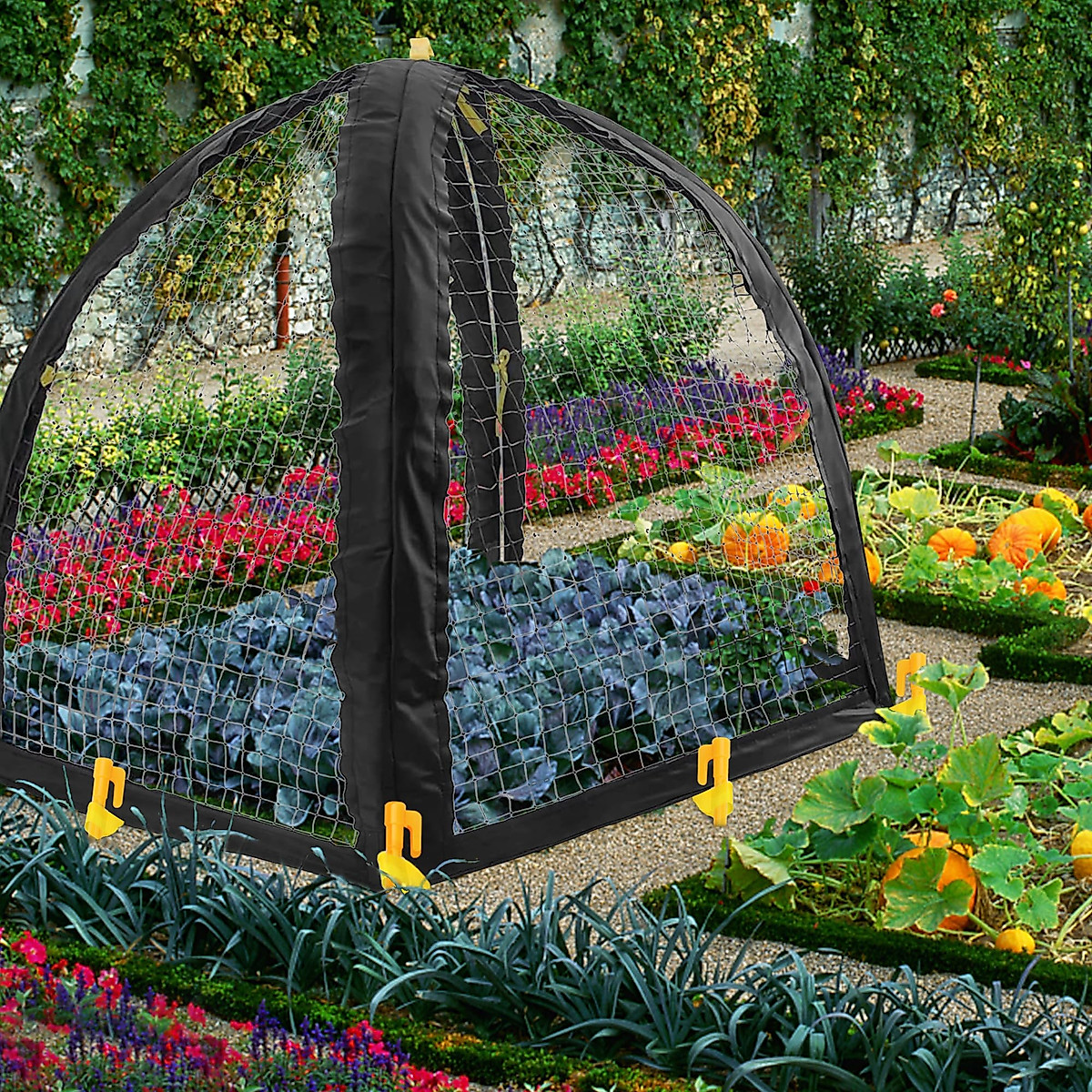 Large Pest Guard Cover-35 x35 x 39 Inch Pest Guard Tent with Stakes-Garden Plants Cloche Tent for Protect Plants Vegetables Fruits Shrubs from Squirrel Bird Eating (L)