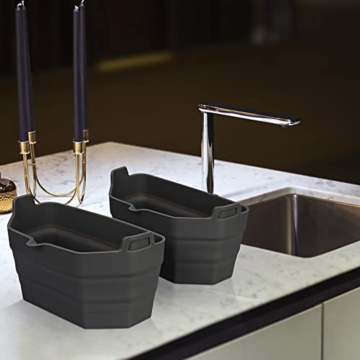 JHXTZ Slow Cooker Divider Liner Fit for 5 or 6 QT Crockpot, Silicone Crock Pot Cooking Liners Insert for 5 or 6 Quart Pot | Reusable & Leakproof | BPA Free | Dishwasher Safe (2pc big, Black)