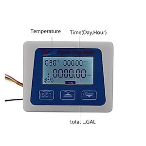 Flow Meter Digital LCD Display Water Flow Sensor Meter Flowmeter Totameter Temperature Time Record with G1/2" Flow Sensor with Backlight High Stability and Convenient Operation