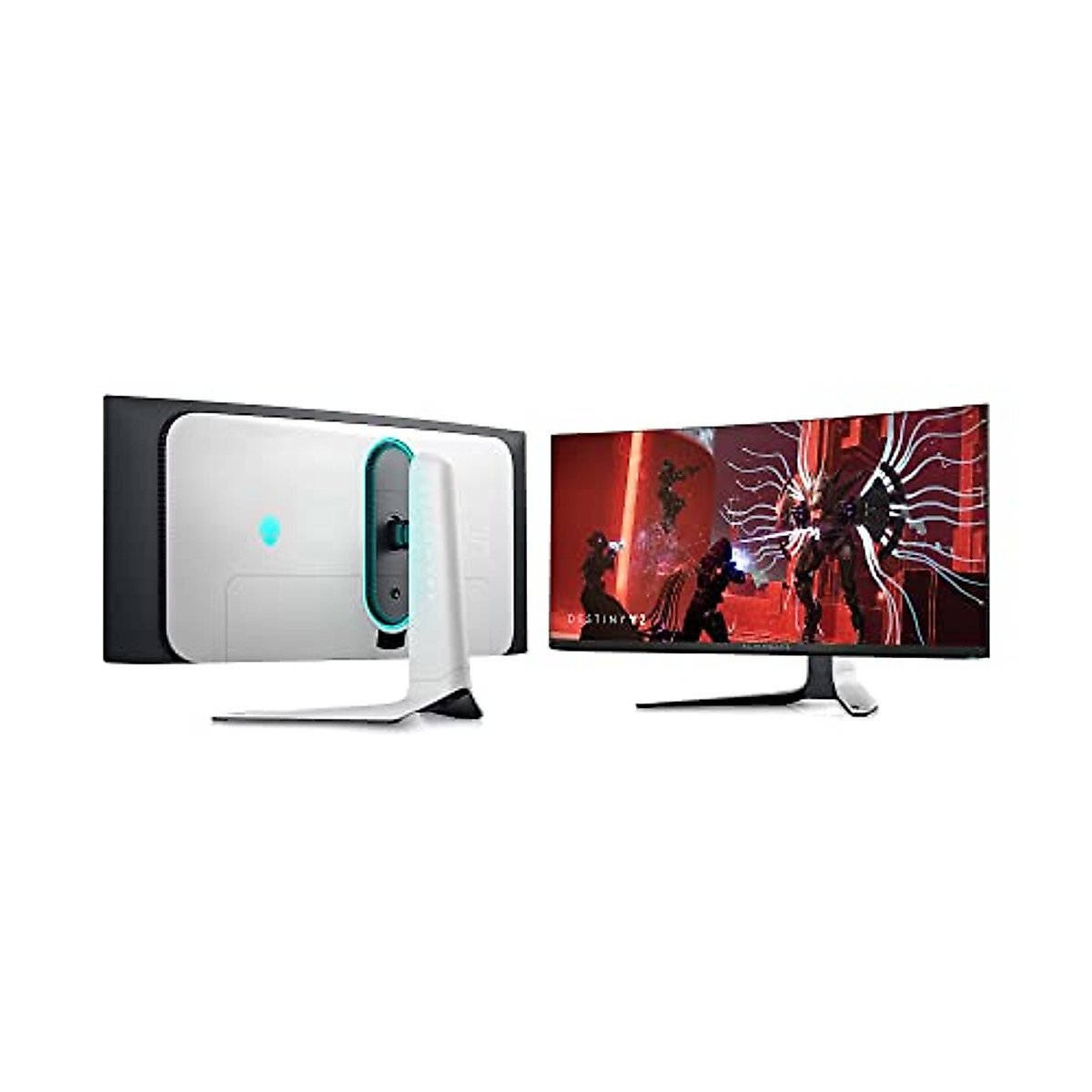 Alienware AW3423DW Curved Gaming Monitor 34.18 inch Quantom Dot-OLED 1800R Display, 3440x1440 Pixels at 175Hz, True 0.1ms Gray-to-Gray, 1M:1 Contrast Ratio, 1.07 Billions Colors - Lunar Light