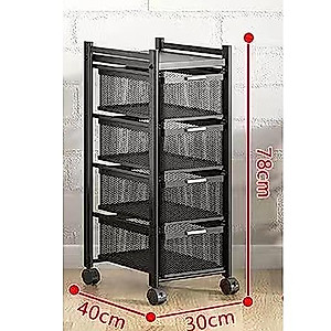 Storage Drawers Rolling Cart with Drawers Utility Cart with Drawers Organizer on Wheels Small Dresser Small Drawers Rolling Drawer Organizer Cart for Kitchen Bedroom Office (4 Tier Black)