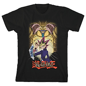 Yu-Gi-Oh Yami Yugi and Exodia Crew Neck Short Sleeve Boys' Black T-Shirt-Large