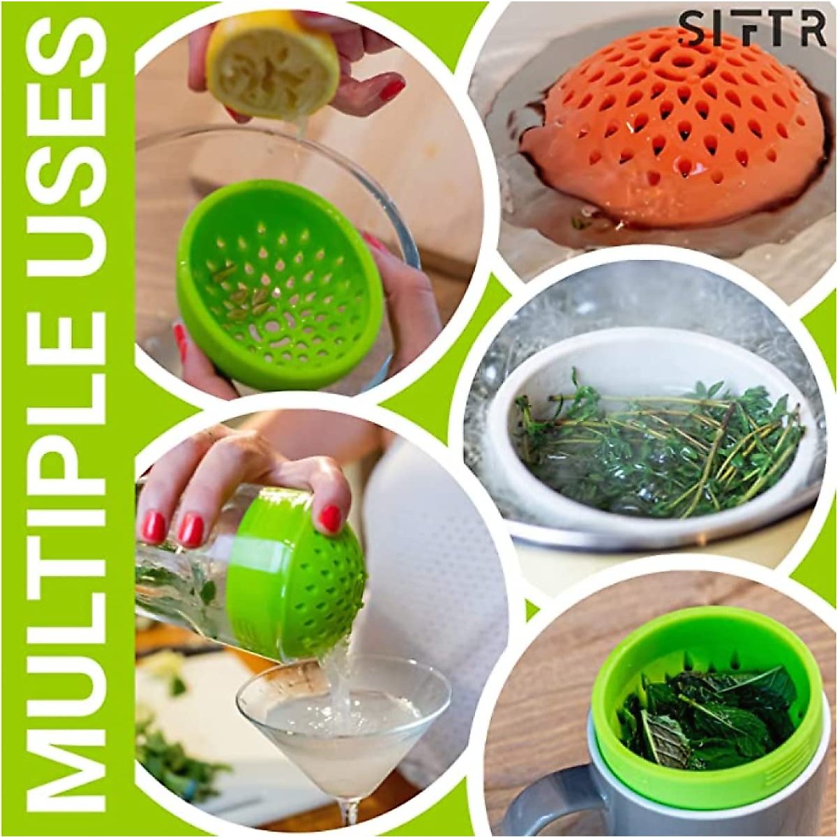 SIFTR (PINK) Nesting Can Strainer Mini Colander Set - Space Saving Small Colanders and Strainers - Multi Use Kitchen Gadget - Silicone Can Strainer