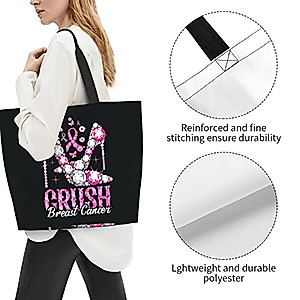Coirtbom Crush Breast Cancer Awareness Tote Bag Ladies Cute Shopping Bag Large Capacity Shoulder Bag Work Fit Fashion Handbag Organizer