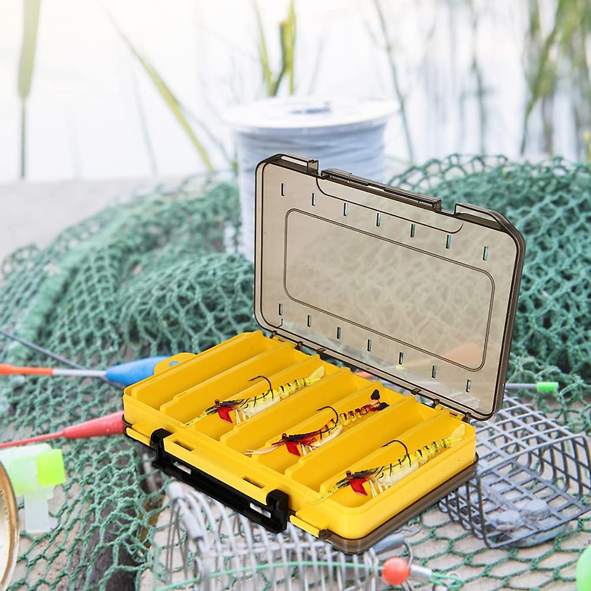 BESPORTBLE 2 Pcs Fishing Tackle Box Fishing Lure Box Compartments Fishing Tackle Tray Fishing Bait Storage Case Jewelry Making Findings Container Organizer