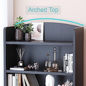 LERIJN 5 Tier Bookshelf for Bedroom, 47"" Wood Tall Bookcases and Bookshelves. Floor Standing Book Shelf Display Storage Shelves for Bedroom Library Living Room Home Office, Black