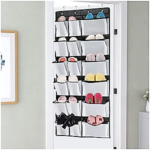 IGOYDD Over the Door Shoe Organizer, Hanging Shoe Organizer with 6 Extra Large Mesh Storage Pockets, Door Shoe Rack for Bedroom Bathroom and Kitchen