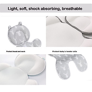 LiMoor 3D Mesh Cool Baby Seat Liner for Strollers, Breathable Pushchair Cushion, Insert Thicken Sponged Baby Body Support Cushion Pad Mattress for Stroller, Baby Chair & Car Seat Pad (Antlers)