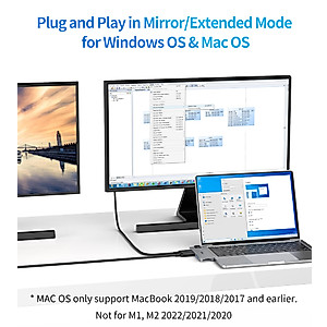 USB C Hub Multiport Adapter for MacBook Pro 2019/2018/2017, 8 in 1 USB C to Dual HDMI Adapter 4K 60Hz, 1Gbps Ethernet, SD/TF Card Reader and 100W PD Port, Dual USB 3.0 Docking Station