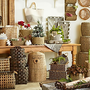 TAG Small Rectangular Seagrass Basket Green