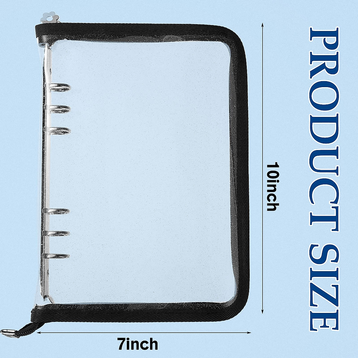 4 Pcs A5 Binder Photocard Binder with Inner 6 Ring, Clear K-Pop A5 Album PVC Photo Album Organizer with Zipper, Soft Reusable Notebook Shell,10"x7"(Black)