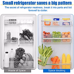JJYHEHOT 6 PCS Fridge Organizer Bins, Refrigerator Side Door Storage Box, Plastic Clear Storage Container for Fridge Cupboard Pantry Snacks Tins Kitchen