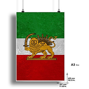 Nice Captain Early Modern Country Flag Poster Historical Flag Prints A3 Size Wall Art Home Decor (Sublime State of Persia)