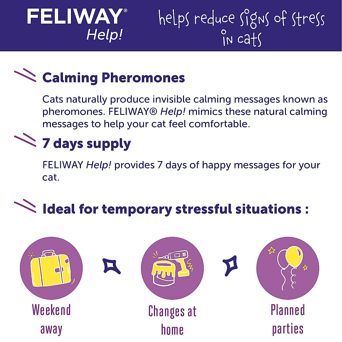 FELIWAY® Help! Cat Calming Pheromone Refills (7 days), 3-Pack