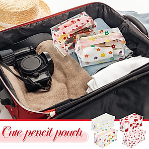 Henoyso 4 Pcs Clear Small Makeup Bag with Zipper Cute Flower Daisy Heart Strawberry Cosmetic Bags Transparent Makeup Pouch Cartoon Pencil Case Waterproof Toiletry Organizer for Travel