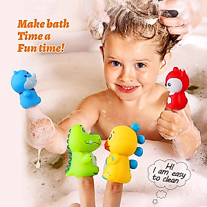 Vanmor Rubber Animal Bath Finger Puppets for Toddlers, Finger Puppets for Kids Easter Basket Stuffers Egg Fillers, Silicone Finger Toys for Baby Pinata Fillers Goodie Bag Fillers Party Favors
