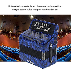 22 Key Diatonic Accordion 8 Bass Professional Button Accordion Instrument for Beginner with Storage Bag(Blue)