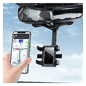 Turcee Car Mearview Mirror Bracket,360°Rotatable and Retractable Car Phone Holder,for iPhone and All Smartphones