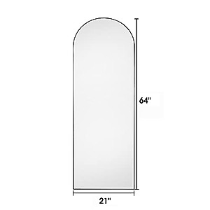 AyeWish Full Length Mirror, Floor Mirror with Stand, Arched Mirror, Standing Mirror, Tall Mirror, Wall Mounted, FreeStanding, Large Mirror, 64"×21", Aluminum Frame -Black