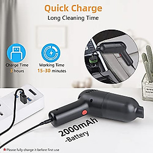 RUILIXIN Cordless Hand-held Vacuum Cleaner, Mini Rechargeable Manual Vacuum Cleaner, 8000pa Strong Suction, Wireless Portable Small Car Vacuum for Carpet Car- Black