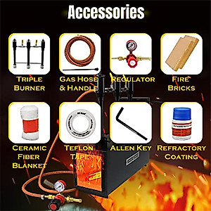 Triple Burner Gas Propane Forge Furnace Blacksmith Knife making w/ 1 Door