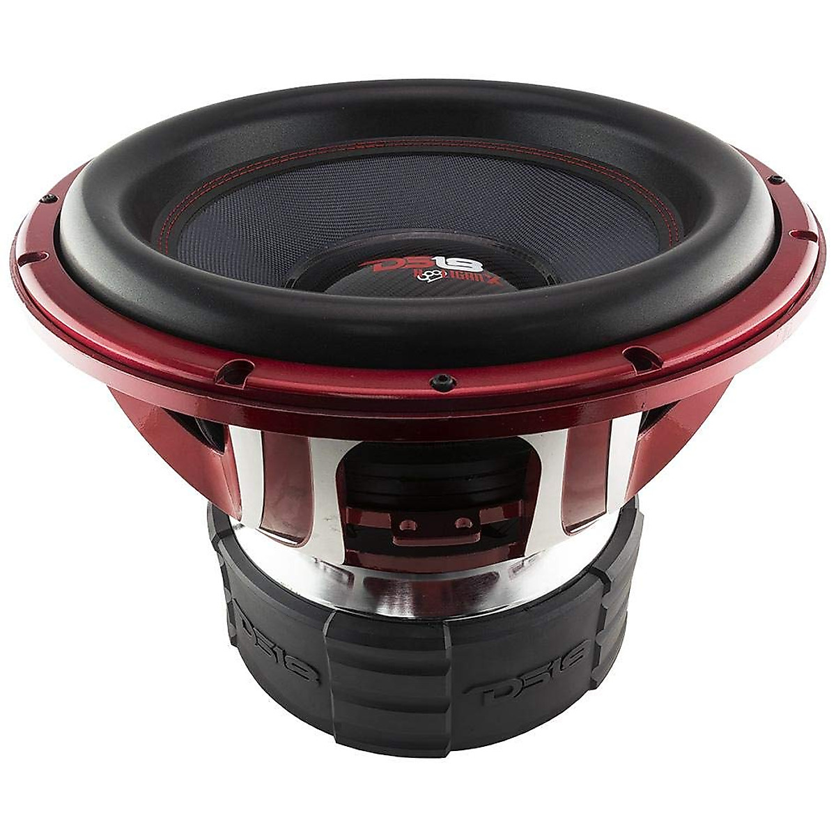 DS18 HOOLIGAN X15.1D Subwoofer in Red with Kevlar Enforced Paper Cone and Upgraded Spider - 6,000W Max, 4,000W RMS, Dual 1 Ohms - Powerful Car Audio Bass Speaker (1 Speaker)