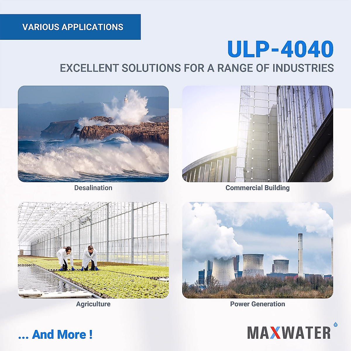 Max Water Reverse Osmosis 4040 Commercial RO Membrane (ULP-4040: 2600GPD) size 4" x 40" good for Industrial, Agricultural, Whole House & more (2)