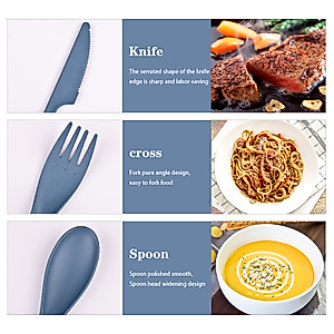 Reusable Wheat Straw Cutlery with Case, Portable Dark Utensils Set for Adults, Tableware Camping Cutlery Set for 4 People, Travel Utensils Set for Kitchens, Dishwasher Safe