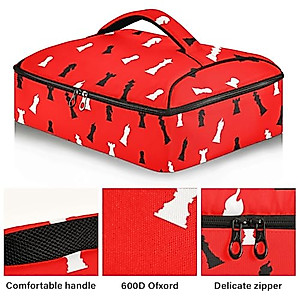 Kcldeci Insulated Thermal Food Carrier Insulated Casserole Carrier for Hot or Cold Food,Chess on Red Insulated Tote Bag for Potluck Cookouts Parties Picnic,Lasagna Lugger