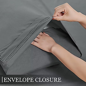 Grey King Size Bed Sheets Set-Deep Pocket Bedding Sheets & Pillowcases-Hotel Luxury- Cooling Microfiber Bedsheets 4 Piece