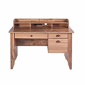 OneSpace Eleanor Executive Desk Classic Oak, 53”x58”x7”.