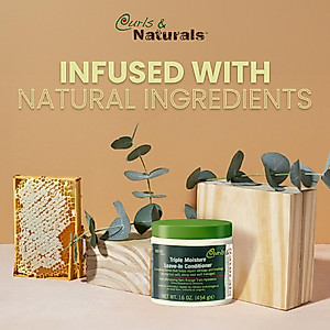 Curls & Naturals Triple Moisture Leave-In Conditioner for Natural Hair, Ideal for All Hair Types, Including Curly & Wavy, Detangles & Softens, 16 OZ