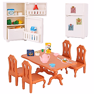 Dollhouse Furniture Set for Kids Toys Miniature Doll House Accessories Pretend Play Toys for Boys Girls & Toddlers Age 3+ with The Dining Room