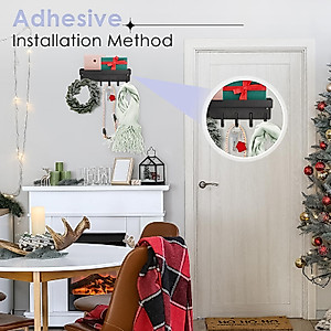 VIS'V Key Holder Wall Mount, Matte Black Stainless Steel Key Mail Holder Small Key Rack with Tray Adhesive Key Hanger Mail Storge Organizer with 6 Key Hooks for Entryway Hallway Doorway