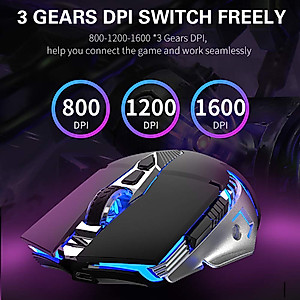 AULA SC200 Wireless Gaming Mouse, Rechargeable, Bluetooth 5.0, RGB LED Backlit, Multi-Device, Black