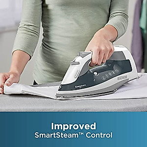 BLACK+DECKER® One Step Steam Iron with EvenSteam Stainless Steel Soleplates and SmartSteam Control, Grey