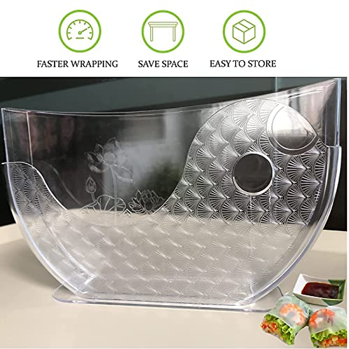 Rice Paper Water Bowl Dipper Spring Roll Water Bowl Rice Paper Holder Rice Bowl Rice Roll Shrimp Spring Vietnamese Rice Paper Holder Spring Roll Water Dipper Rice Wraps for Spring Rolls 2 Pack