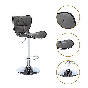CangLong Adjustable Stool with Back, Swivel Barstools for Bar, Kitchen, Dining, Living Room and Bistro Pub, 2 pcs pack, Dark Grey