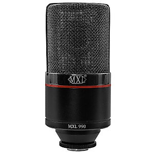 MXL 990 Condenser Microphone for Podcasting, Singing, Home Studio Recording, Gaming & Streaming | Red LED Lights | XLR | Large Diaphragm (Blaze)